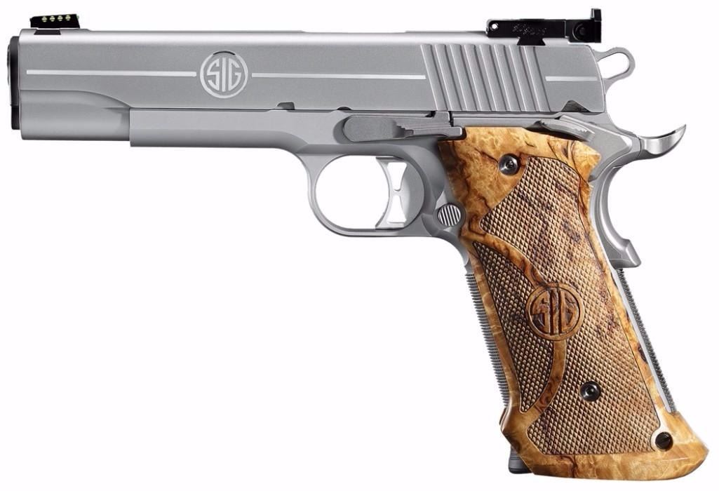 *NEW* SIG SAUER 1911 Stainless Super Target SAO 45 ACP 5" 8+1 AS Wood ...