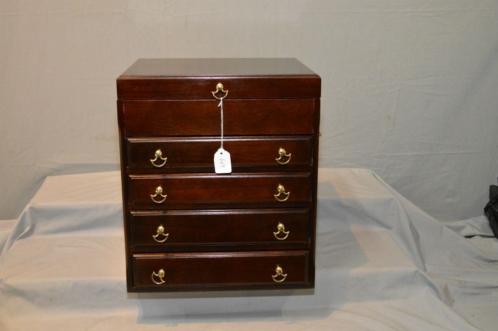 Modern multi drawer jewellery chest with four drawers, brass hardware ...