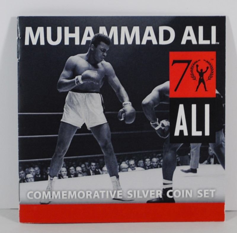 MUHAMMAD ALI COMMEMORATIVE SILVER COIN SET - BOXING GLOVE & .999 SILVER ...