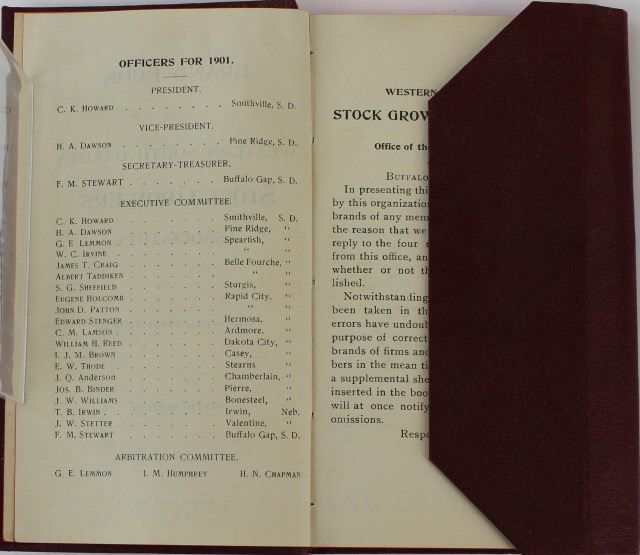 1901 South Dakota brand book by Western