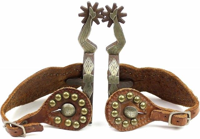 Crockett stamped double mounted lady leg spurs