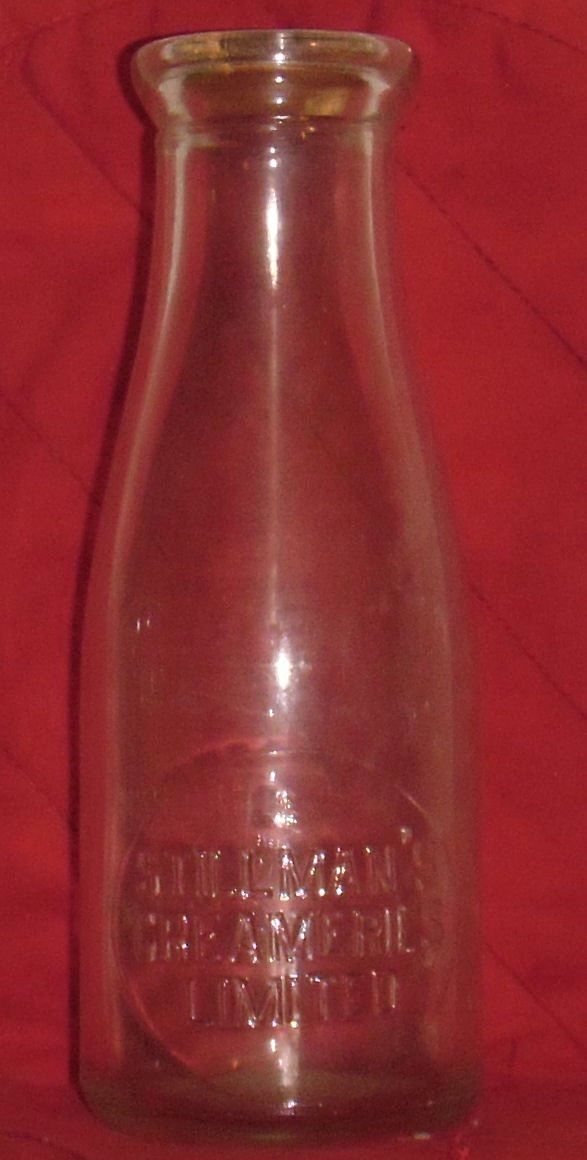 STILLMAN Creameries old glass bottle with T. J. Dailey Dairy Farm ...