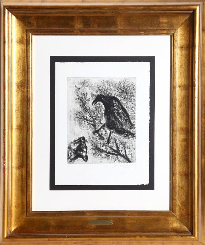 Marc Chagall, The Crow and the Fox, Aquatint Etching
