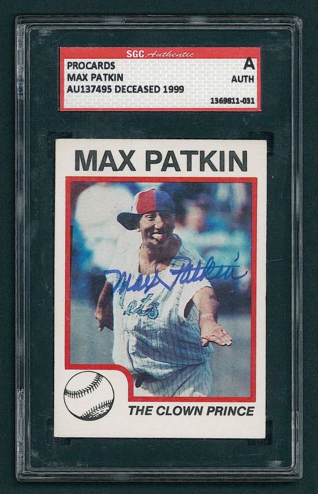 Max Patkin Signed "The Clown Prince" Baseball Card (SGC Authentic)