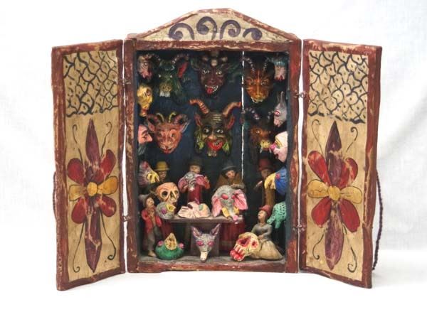 Peruvian Carved Wood Retablo by Nicario Jimenez