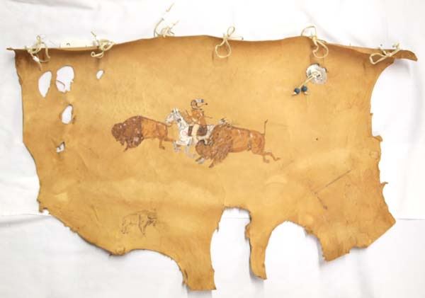 Native American Hand Painted Hide by Mahtowin