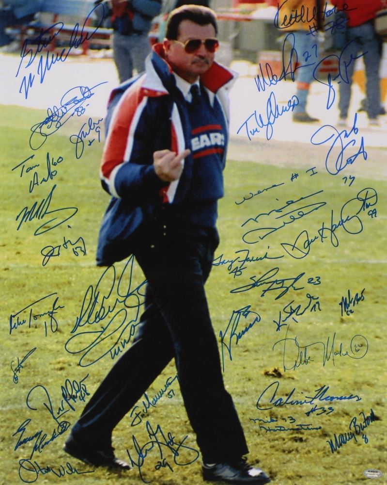 1985 Bears Team Mike Ditka Finger 16x20 Photo Inscribed "We're #1 ...