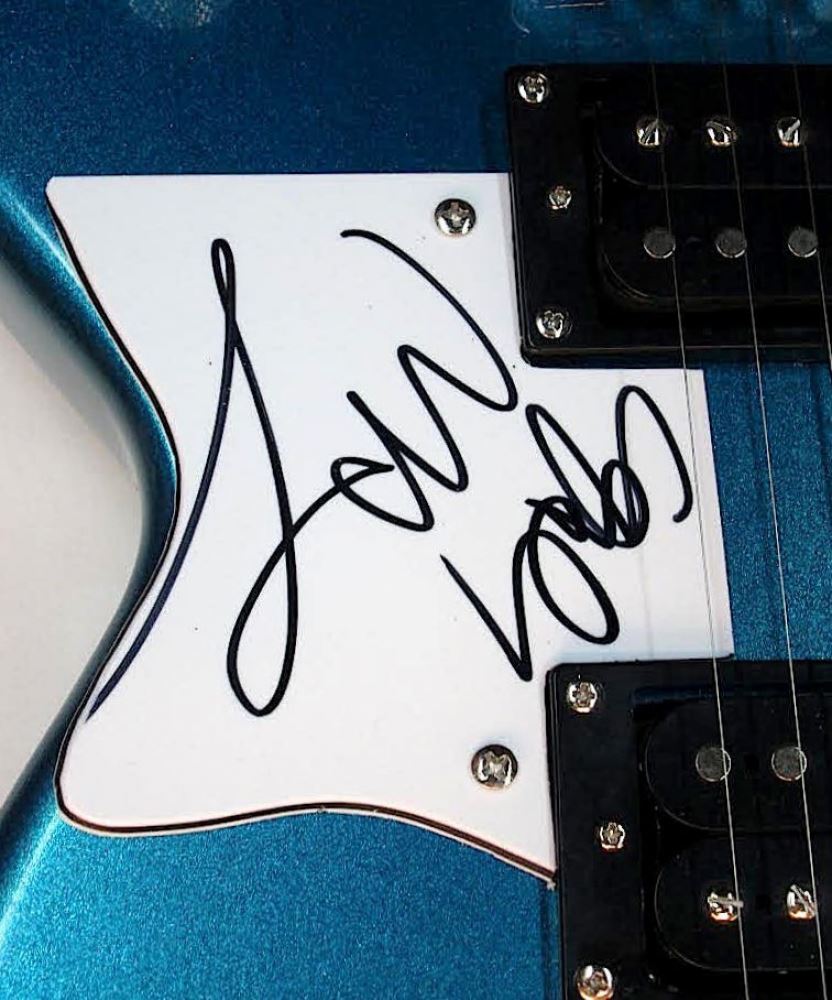 Peter Max Signed Metallic Blue Guitar Inscribed "Love" (PSA LOA)