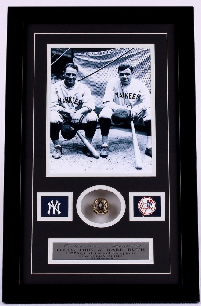 Lou Gehrig & Babe Ruth Yankees 14x22 Custom Framed 1927 World Series ...
