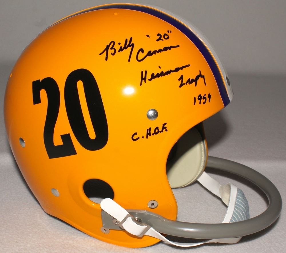 Billy Cannon Signed LSU Full-Size Authentic Throwback Suspension Helmet ...