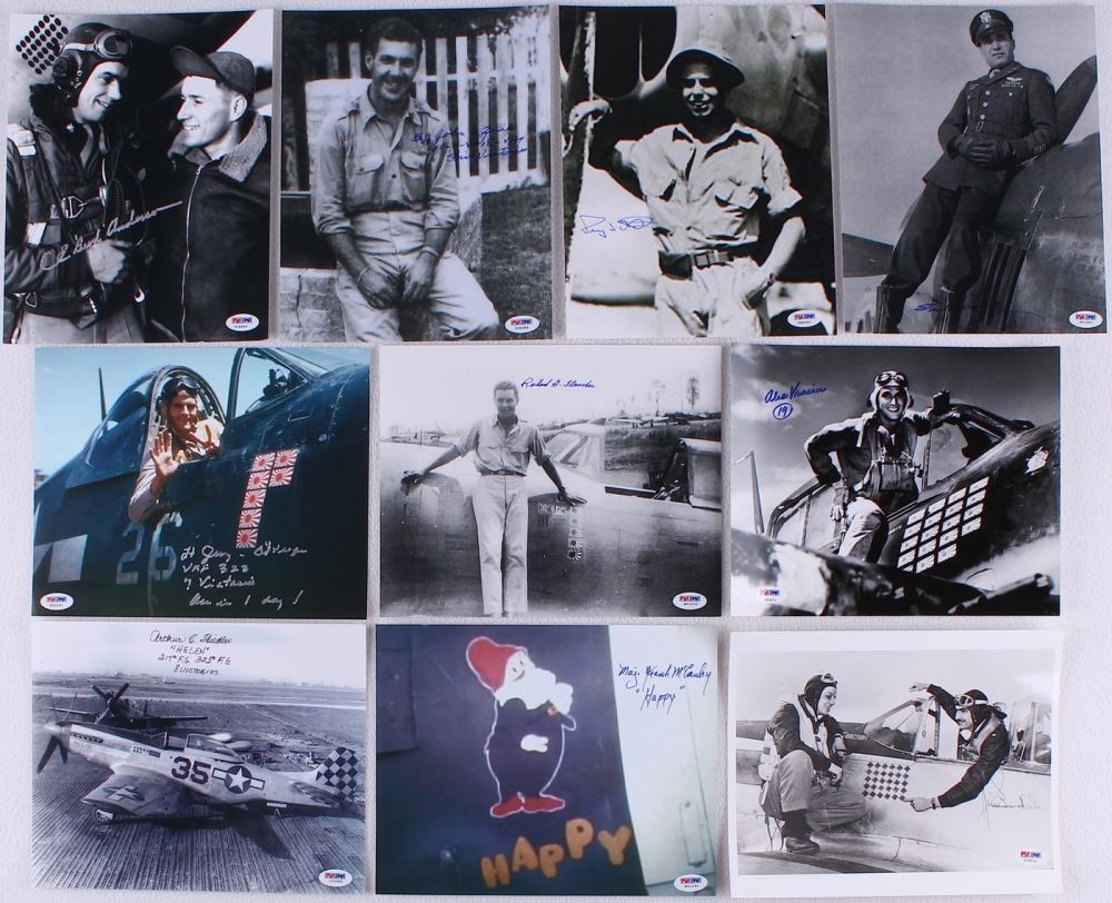 Lot of (10) Signed WWII Aces 8x10 Photos with Jerry O'Keefe, John Zink ...