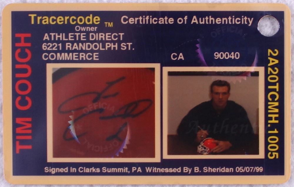 Tim Couch Signed Browns Mini-Helmet (TSC COA)