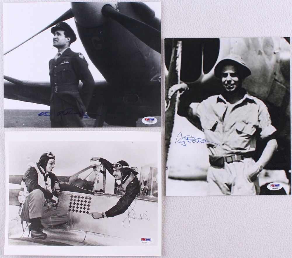 Lot of (3) Signed WWII Aces 8x10 Photos with James Goodson, Perry Dahl ...