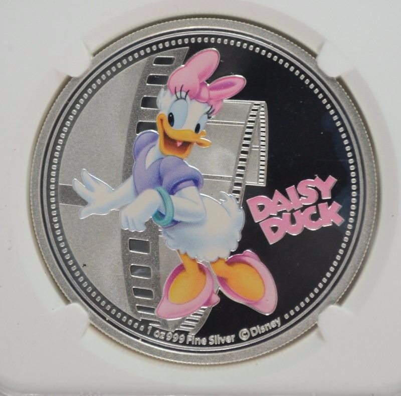 2014 NIUE ONE OUNCE SILVER DAISY DUCK COLORIZED COIN NGC PF-70 ULTRA CAMEO