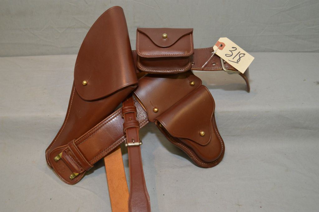 Sam Browne Complete Leather Rig [ Belt, Holster, both pouches, shoulder ...