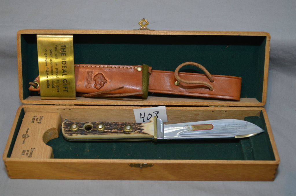 Puma Hunter's Friend Hunting Knife [ w/ orig leather sheath, wooden ...