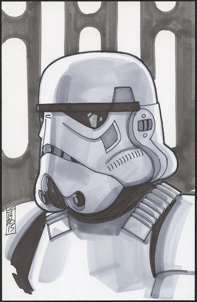 Stormtrooper "Star Wars" 1/1 ORIGINAL 5.5" x 8.5" Color Drawing on ...