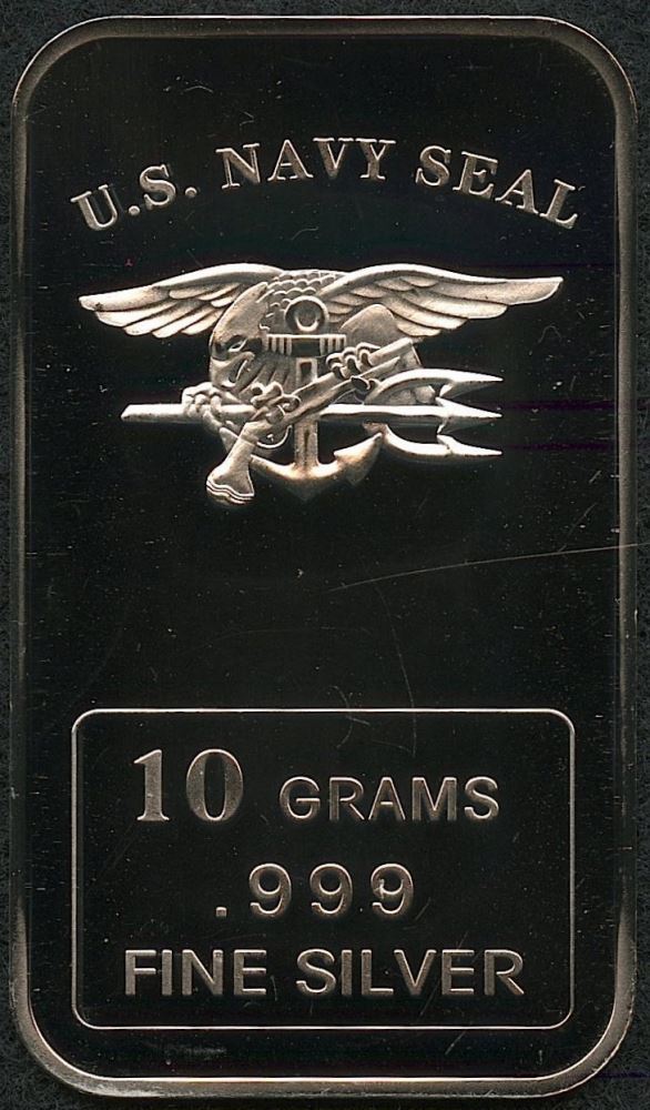 10 Grams .999 Silver United States Navy Seal Bullion Bar