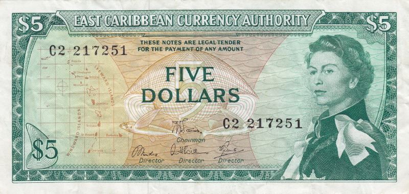 East Caribbean Currency Authority $5 Five Dollar Bank Note