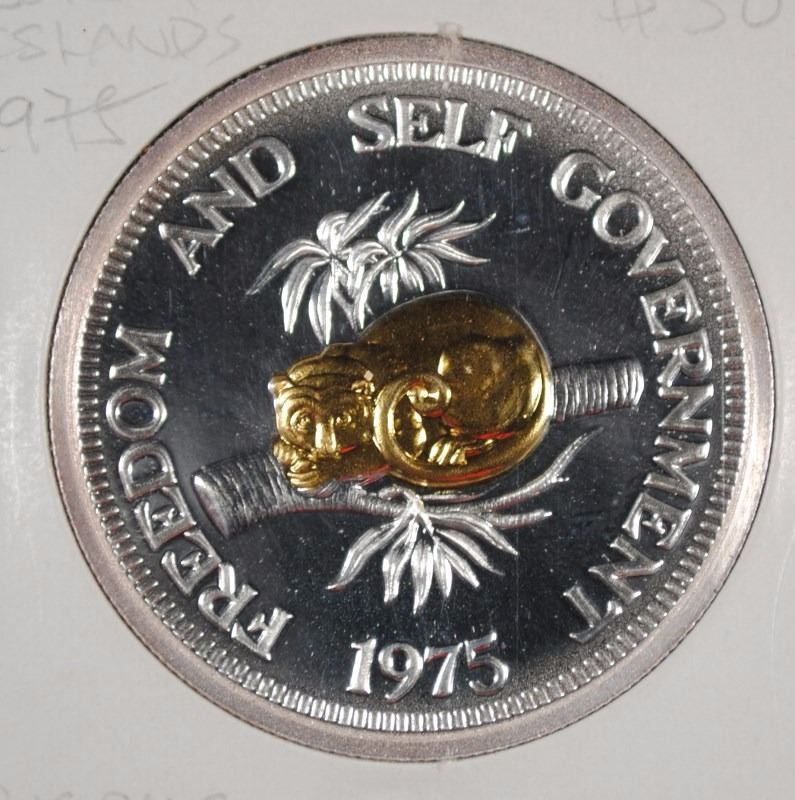 1975 SOLOMON ISLANDS 30 DOLLARS GOLD ON SILVER COIN 5 GRAINS PURE GOLD ...