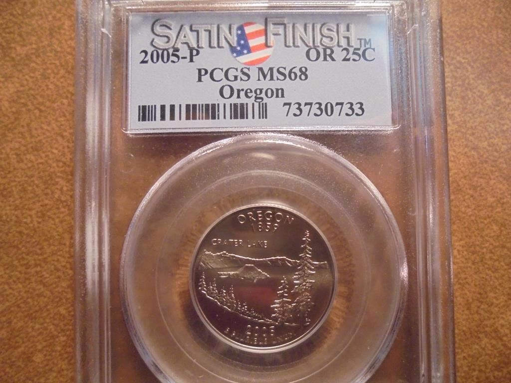 2005-P OREGON QUARTER PCGS MS68 SATIN FINISH