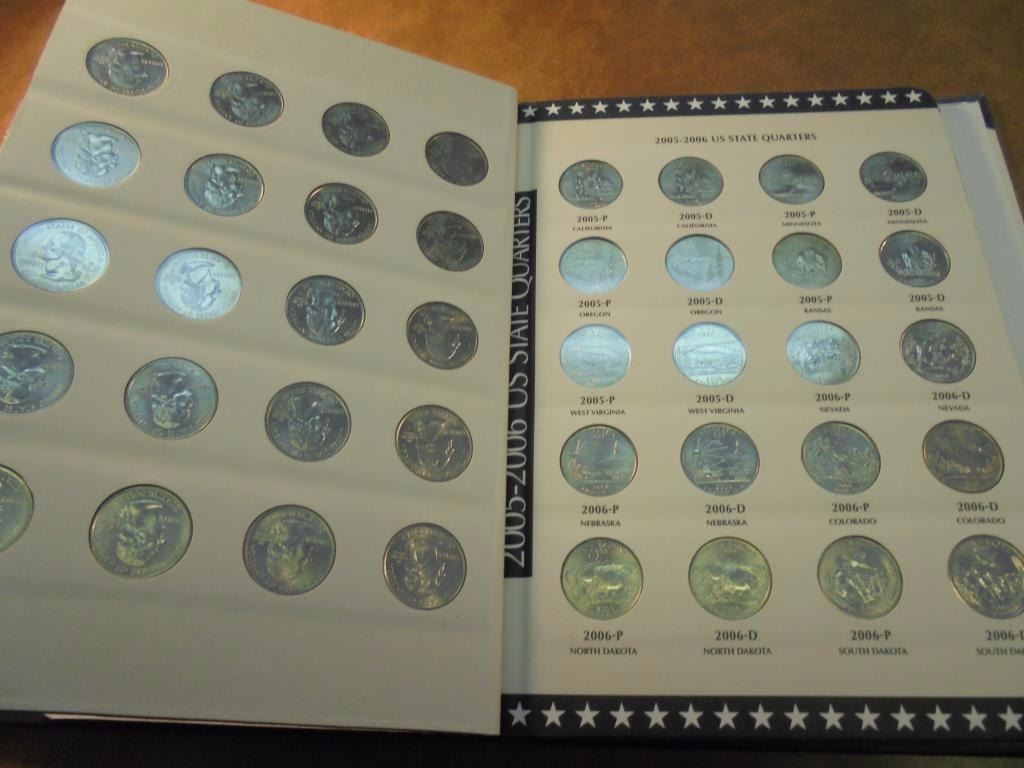 1999-2009 US 50 STATE QUARTERS ALBUM 112 COINS ALL UNC'S. INCLUDES 2009 ...