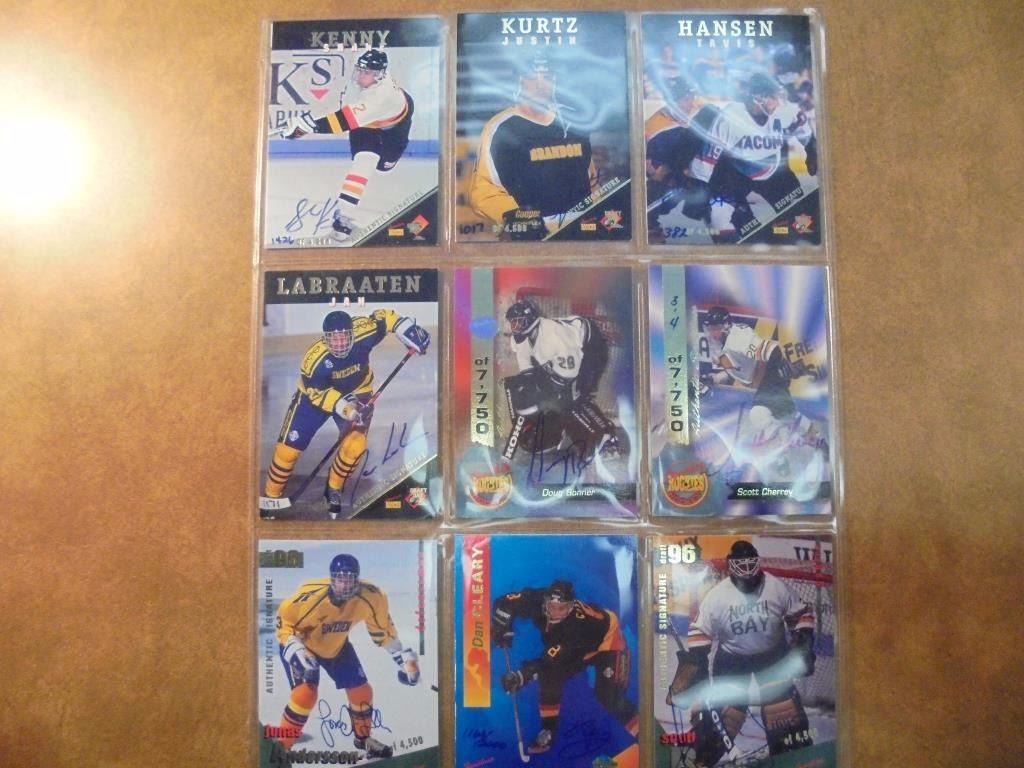 9 AUTOGRAPGHED HOCKEY CARDS SEE DESCRIPTION TAVIS HANSEN, JUSTIN KURTZ ...