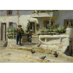 Arthur Burrington (1856 - 1924), A Quiet Village, Josselin, Brittany,...