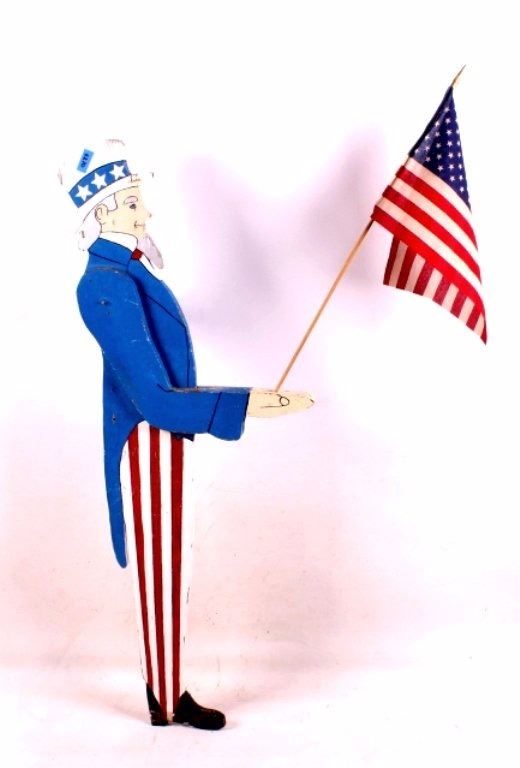 Antique Uncle Sam Wooden Folk Art Figure