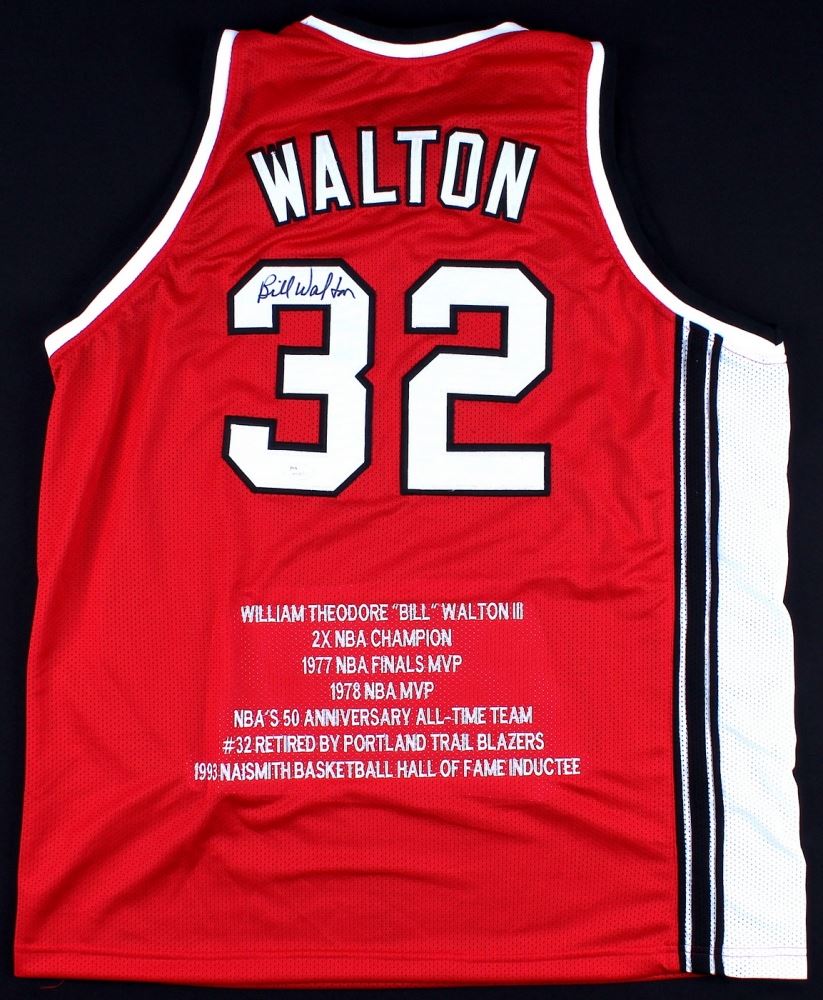 Bill Walton Signed Throwback Trail Blazers Career Highlight Stat Jersey ...