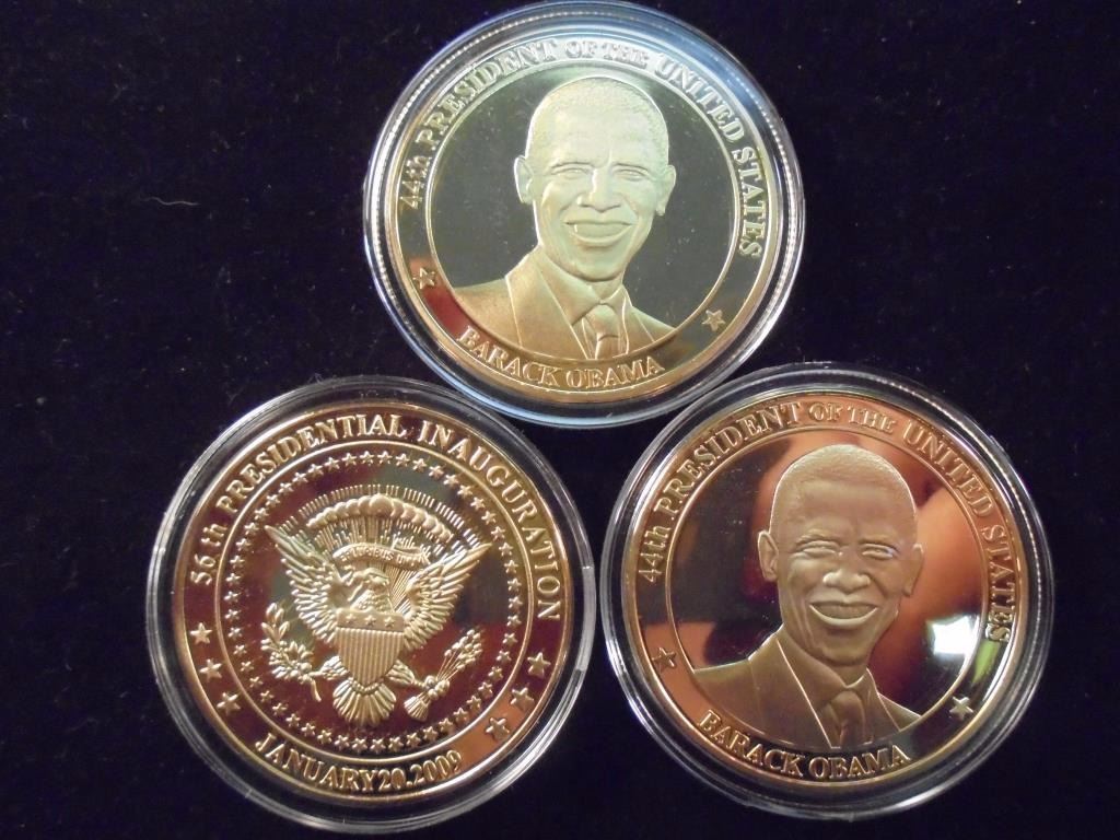 3-2009 BARACK OBAMA INAUGURATION TOKENS (PF) ALL THREE ARE GOLD IN ...