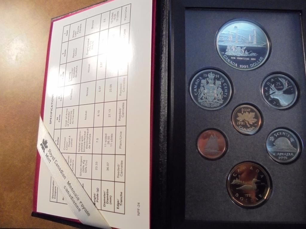 1991 CANADA DOUBLE DOLLAR PROOF SET FRONTENAC ORIGINAL ROYAL CANADIAN ...