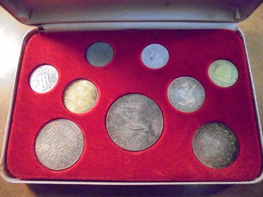 1964 AUSTRIA OLYMPIC PROOF SET 9 COINS WITH SILVER ORIGINAL MINT PACKAGING