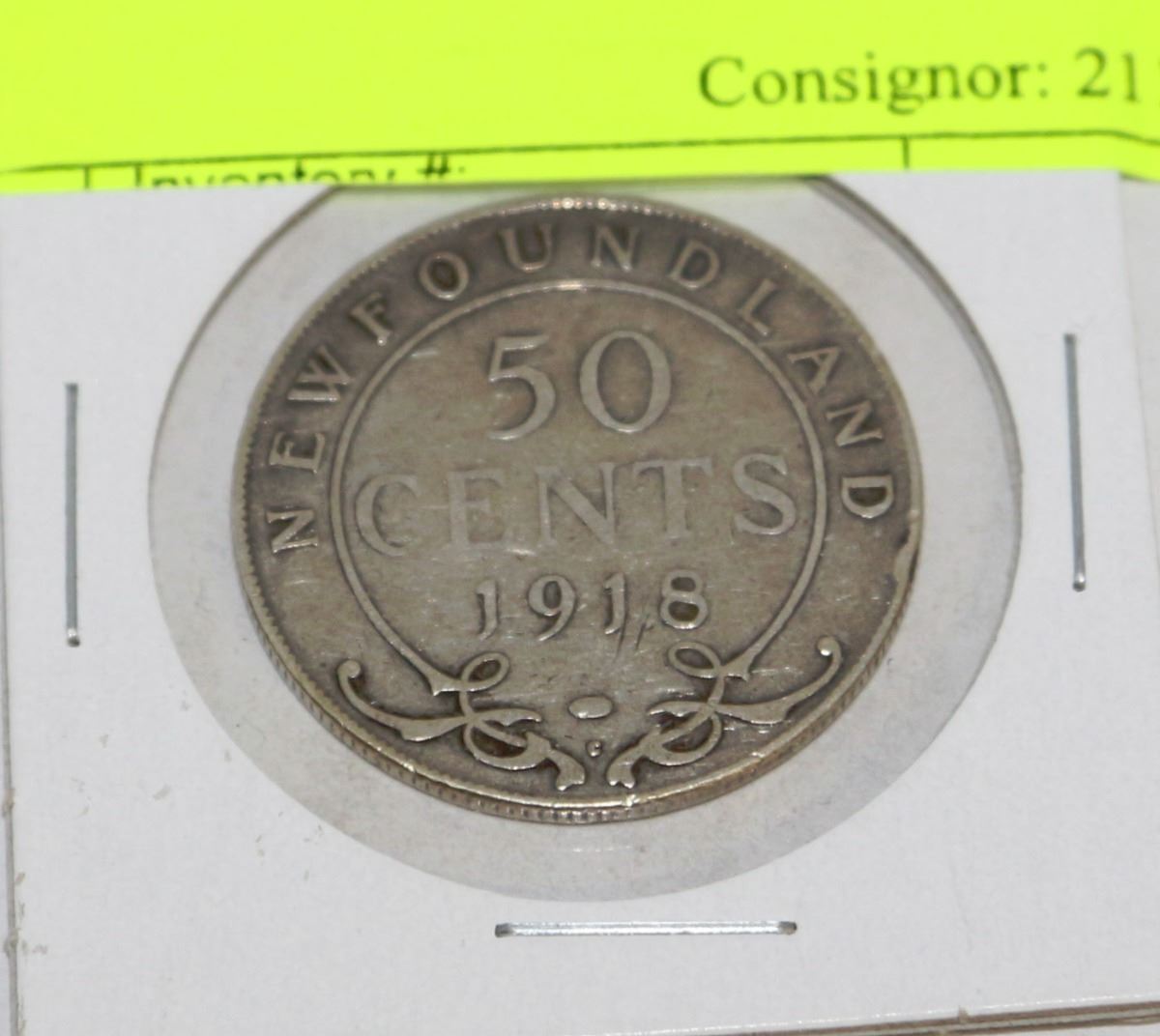 1918 SILVER NEWFOUNDLAND 50 CENT PIECE KING GEORGE