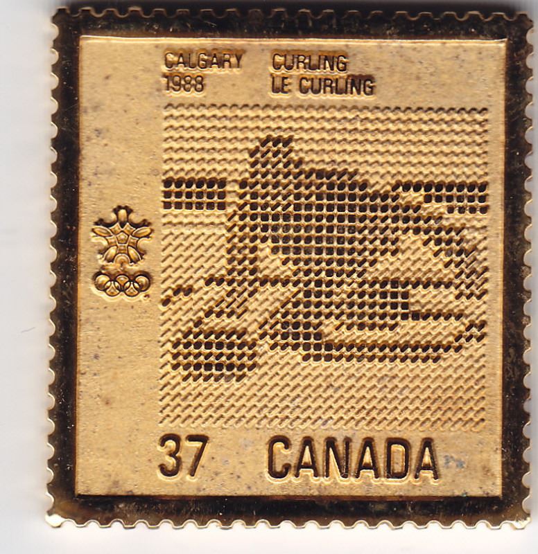 3 x 1988 Calgary Olympics Gold Plated Sterling Silver Postage Stamps By ...