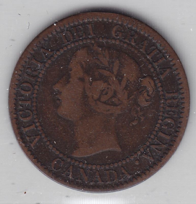 1859 Canada ICCS Graded Large Cent Coin - F-12 - Narrow 9, Rotated Dies
