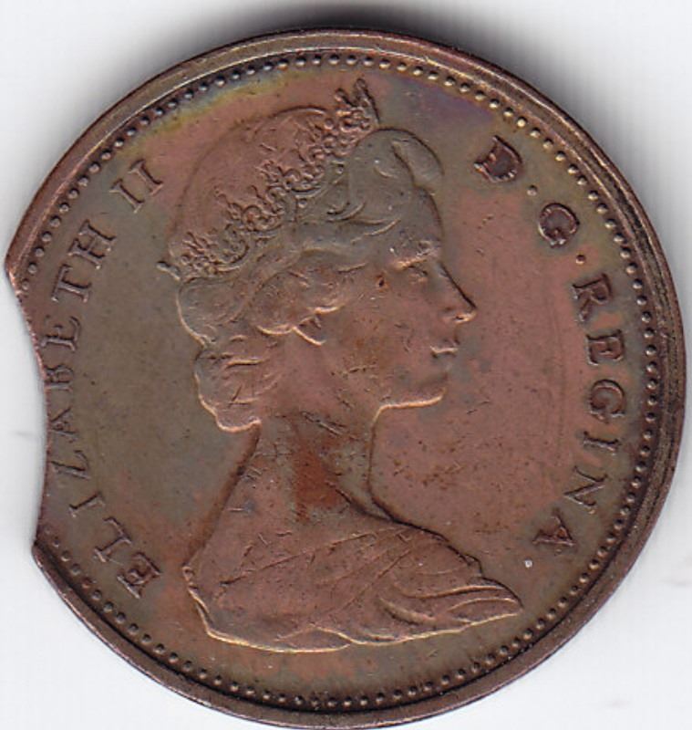 1970 Canada Small Cent Penny Coin - Planchet Clip