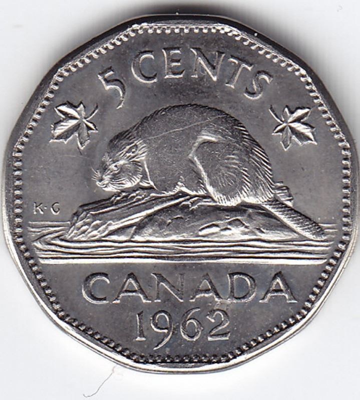 1962 Canada 5 Cent Nickel Coin Weak Strikes On Obverse Reverse 1962-canada-5-cent-nickel-coin-weak-strikes-on-obverse-reverse