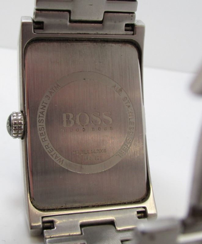 Mens Stainless Steel Hugo Boss Rectangular Face Wrist Watch