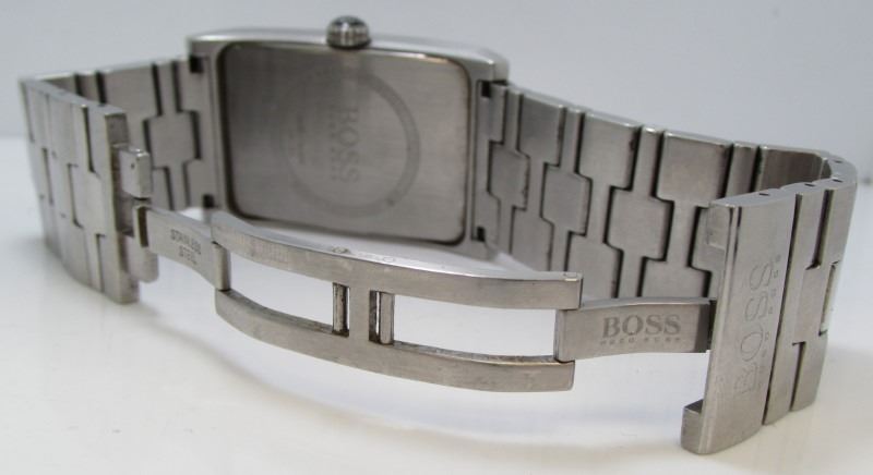 Mens Stainless Steel Hugo Boss Rectangular Face Wrist Watch