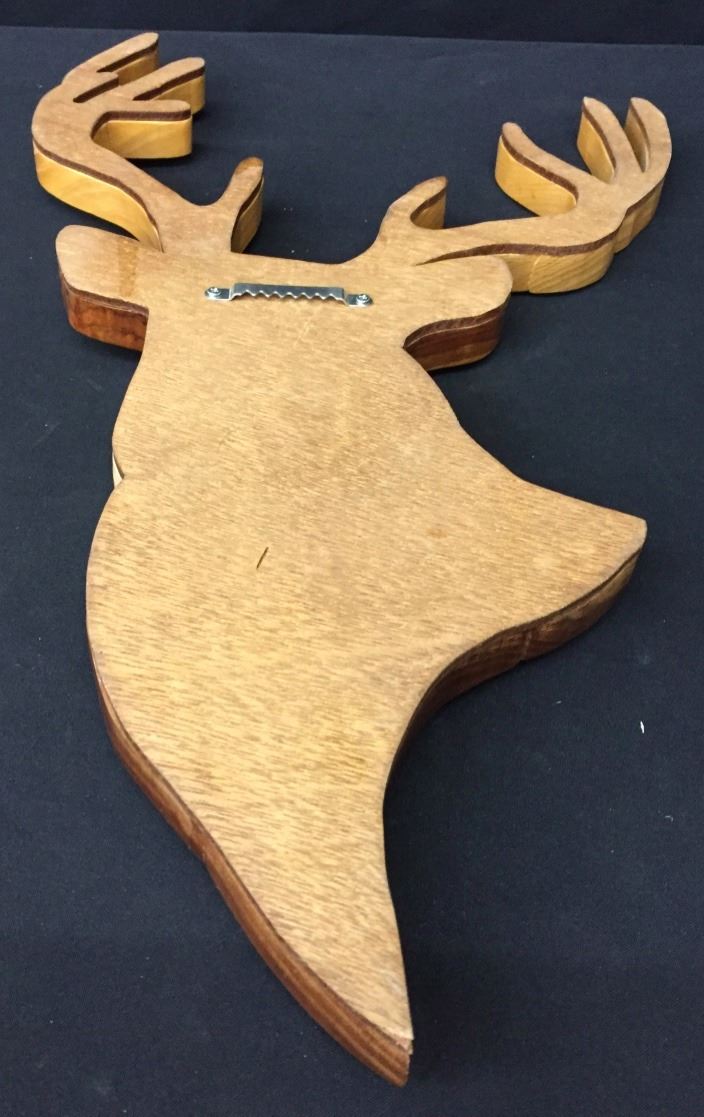 Wood Inlay Deer Head Art