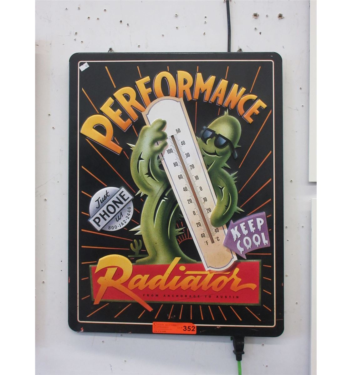 Performance radiator thermometer tin sign