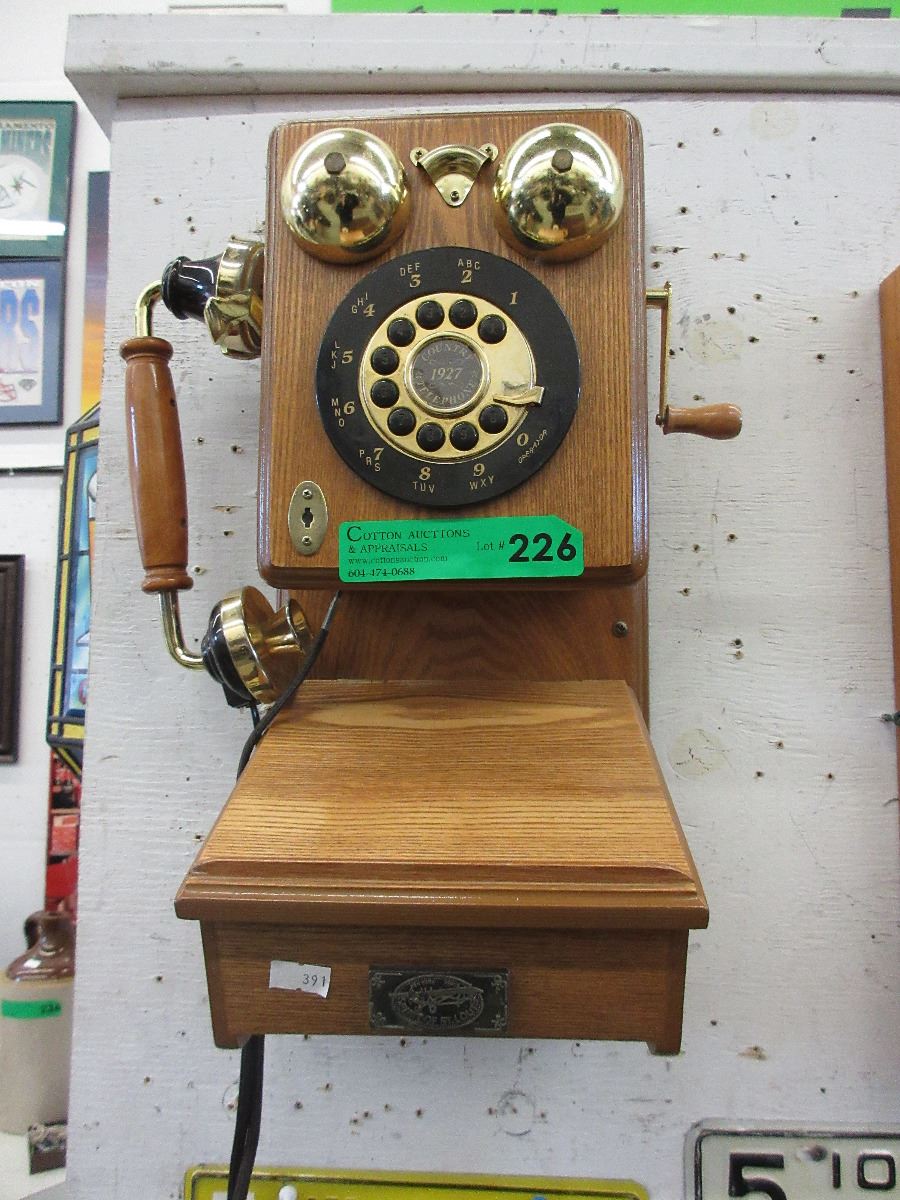 Wood push button wall phone - replica