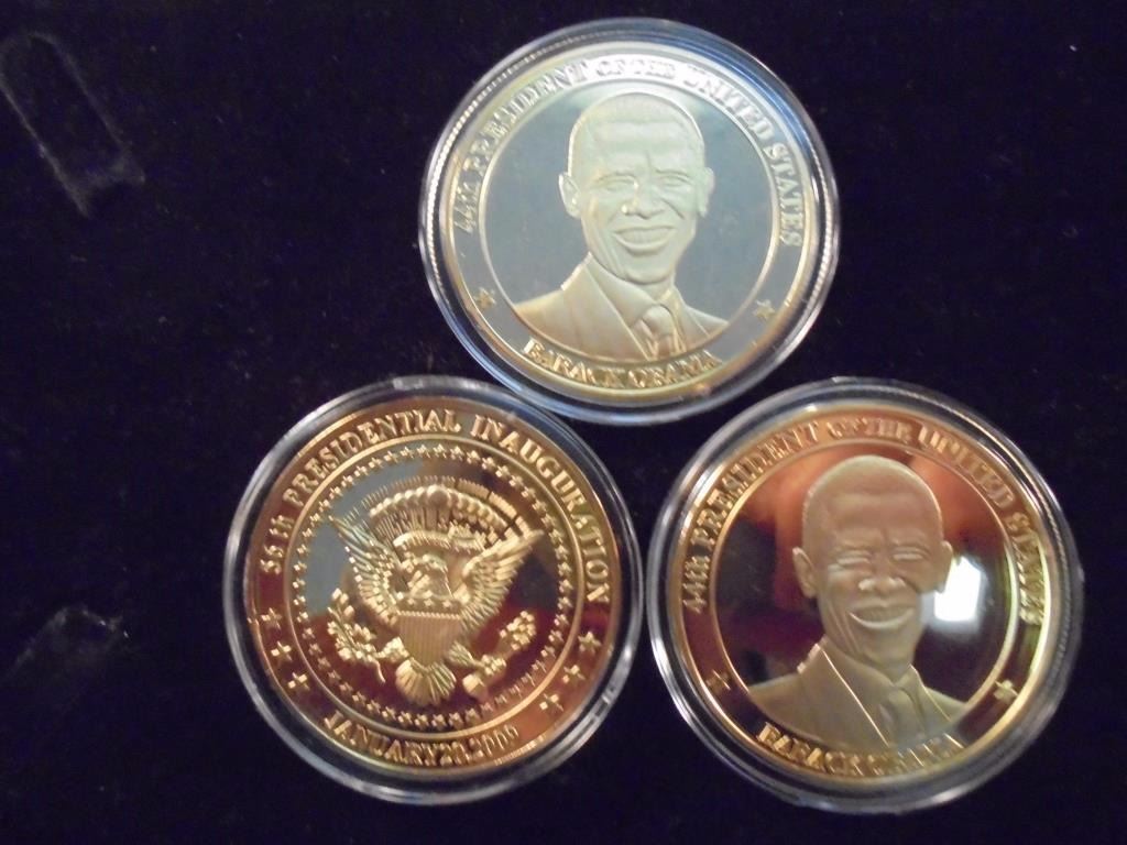 3-2009 BARACK OBAMA INAUGURATION TOKENS (PF) ALL THREE ARE GOLD IN ...