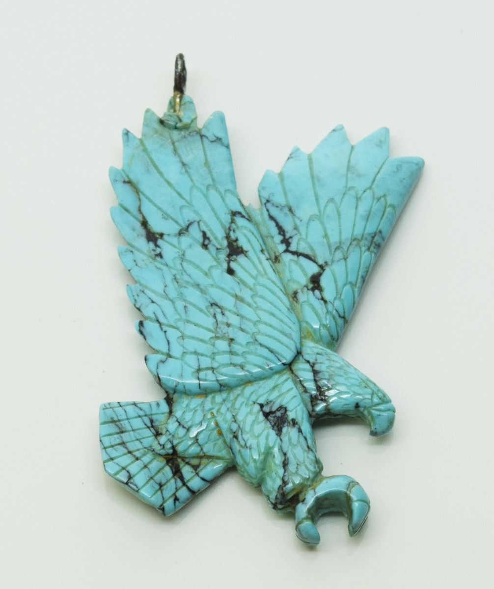 Carved Turquoise Eagle Pendant