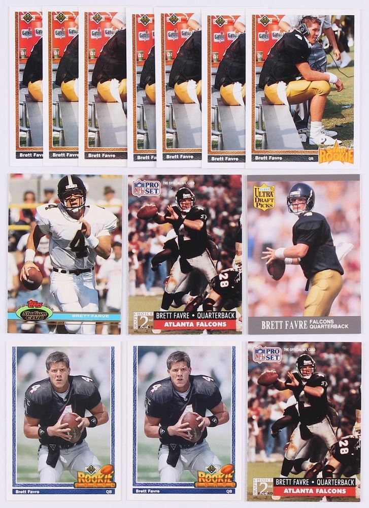 Lot of (13) Brett Favre Football Rookie Cards with (7) 1991 Upper Deck ...