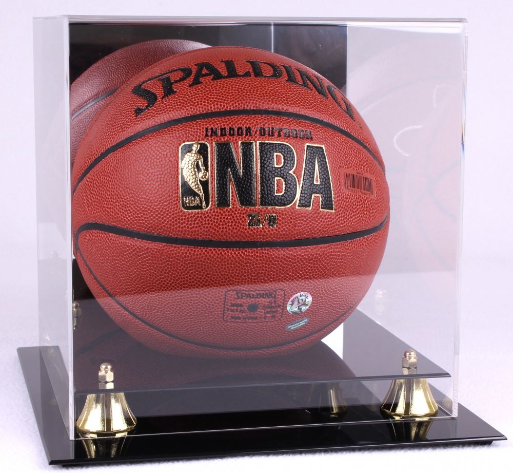 Deluxe Acrylic Basketball Display Case with Gold Risers & Mirrored Back ...