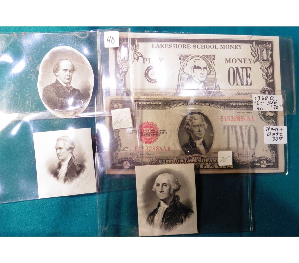 “Lakeshore School Money” 1981; Series 1928G $2 U.S. Note with red seal ...