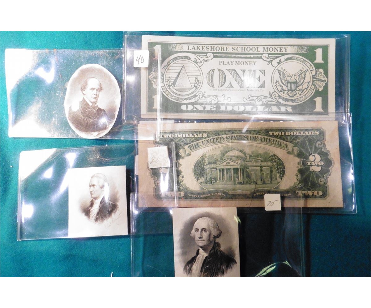 “Lakeshore School Money” 1981; Series 1928G $2 U.S. Note with red seal ...