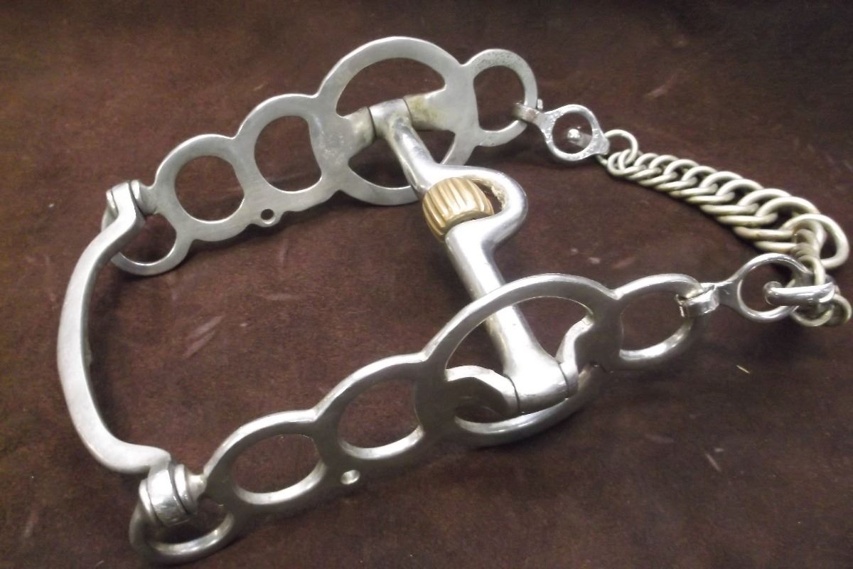 Visalia Stock Saddle Co. Humane Never Rust Ring Shank Half Breed Bit.